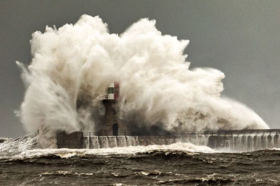 Waves Hitting South Shields Pier Storm Editorial Stock Photo - Stock ...