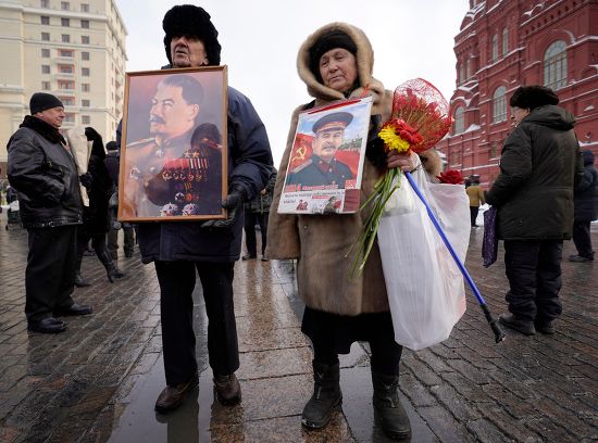 Russian Communists Carry Portraits Former Soviet Editorial Stock Photo ...