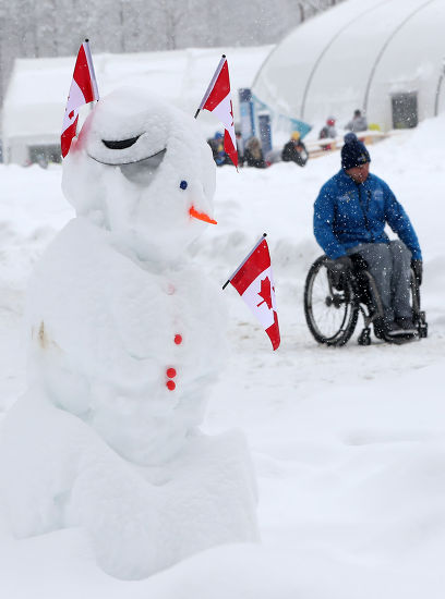 Snowman Built By Canadian Competitors Stands Editorial Stock Photo ...