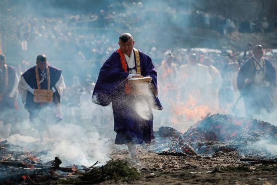Monk Throws Salt Soil Purification During Editorial Stock Photo - Stock ...