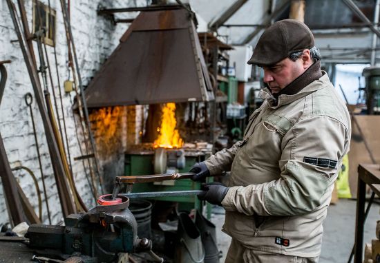 Ironworker Works On Iron Piece Next Editorial Stock Photo - Stock Image ...