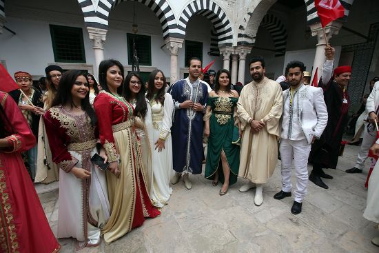 Tunisians Wearing Traditional Clothing Pose Photo Editorial Stock Photo ...