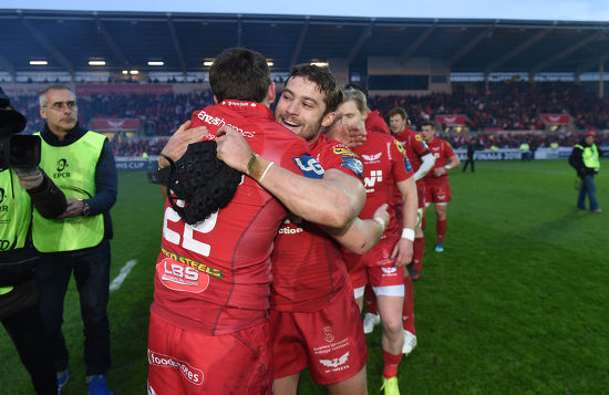 Dan Jones Leigh Halfpenny Scarlets Celebrate Editorial Stock Photo ...