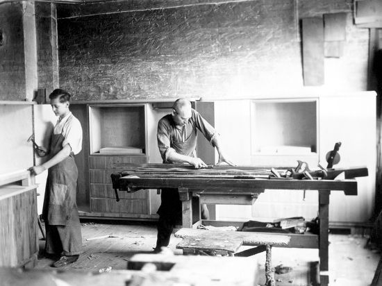 Handicraft Two Carpenters Working Workshop 1950s Editorial Stock Photo ...