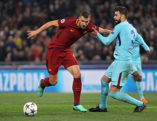 Gerard Pique Barcelona Edin Dzeko Roma Editorial Stock Photo - Stock ...