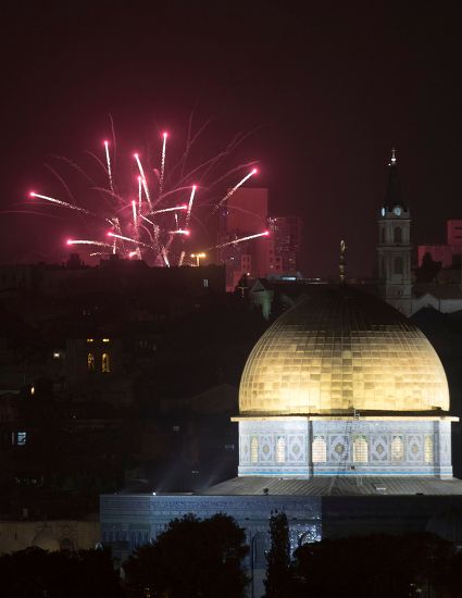 General View Over Dome Rock Fireworks Editorial Stock Photo - Stock ...