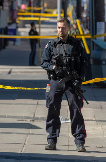 Toronto Police Officer Patrols Along Yonge Editorial Stock Photo ...