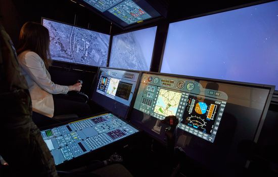 Woman Tries Virtual Pilot Training Machine Editorial Stock Photo ...