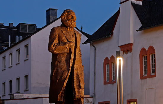 View On Illuminated Karl Marx Statue Editorial Stock Photo - Stock ...