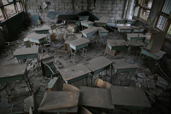 Desks Seen Classroom Inside Destroyed Building Editorial Stock Photo ...
