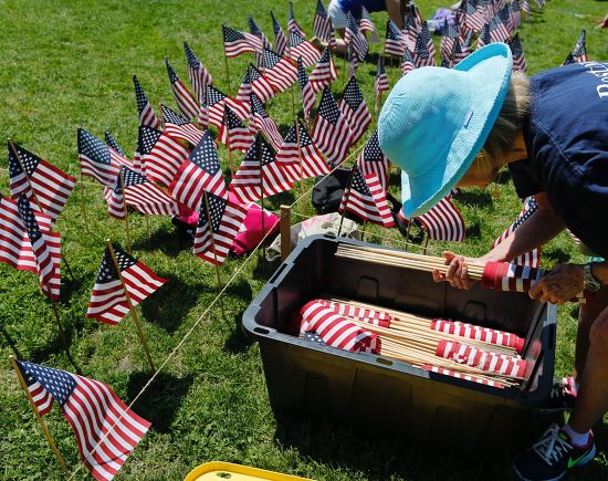 Volunteer Reaches Into Bin Flags While Editorial Stock Photo - Stock ...