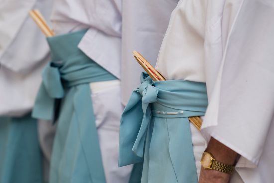 Men Wear Traditional Shinto Robes During Editorial Stock Photo - Stock ...