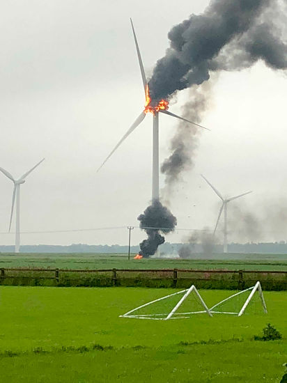 Wind Turbine On Fire After Hit Editorial Stock Photo - Stock Image ...