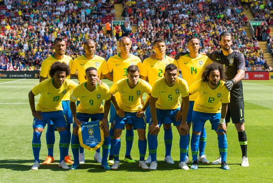 Brazils Starting Eleven Pose Before International Editorial Stock Photo ...