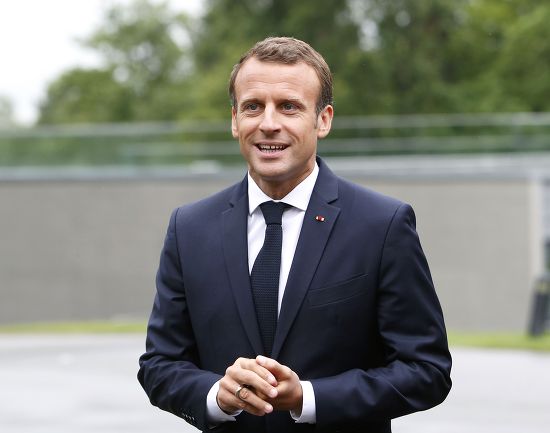 French President Emmanuel Macron Smiles He Editorial Stock Photo ...