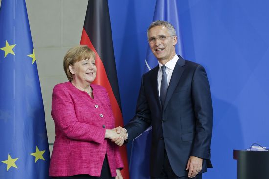 German Chancellor Angela Merkel Nato Secretary Editorial Stock Photo ...