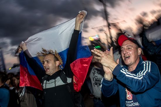 Russian Fans Celebrate They Watch Fifa Editorial Stock Photo - Stock ...