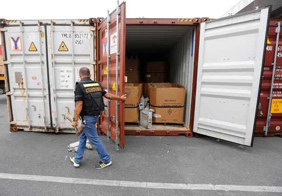 Thai Customs Officer Opens Container Electronic Editorial Stock Photo ...