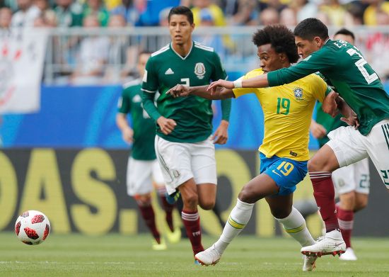 Willian Brazil Edson Alvarez Mexico Editorial Stock Photo - Stock Image ...