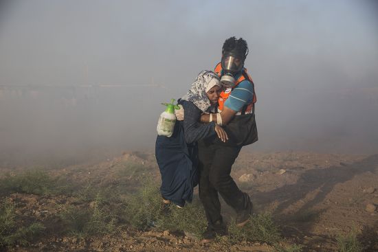 Palestinian Medic Wearing Gas Mask Helps Editorial Stock Photo - Stock ...