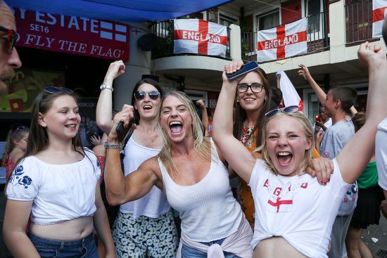 Residents Kirby Estate Fans Celebrate Under Editorial Stock Photo ... Residents Kirby Estate Fans Celebrate Under Editorial Stock Photo ...