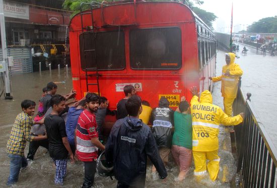 Children Push Bus After Submerged Vehicle Editorial Stock Photo - Stock ...