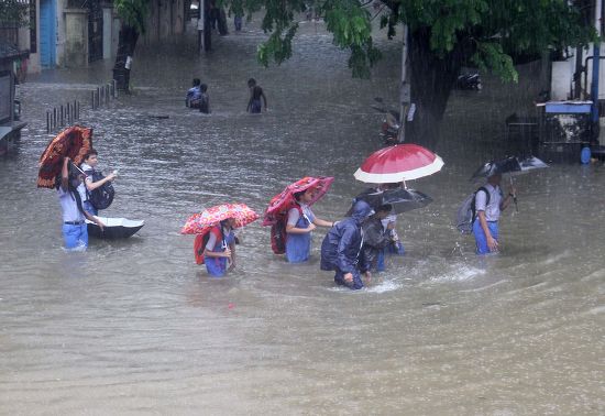 People Wade Through Waterlogged On Streets Editorial Stock Photo ...
