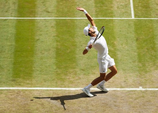 Novak Djokovic Action Serving During His Editorial Stock Photo - Stock ...