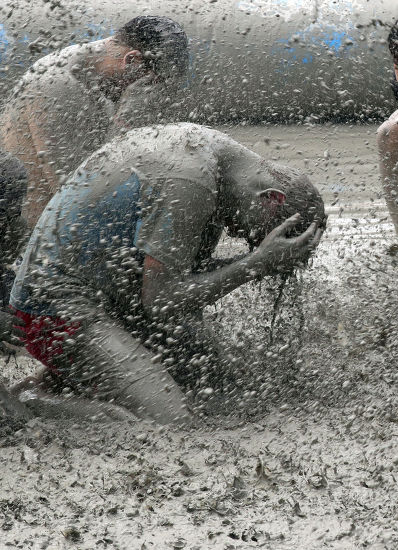 Tourists Jump Into Mud Bath Splash Editorial Stock Photo - Stock Image ...