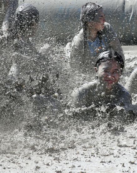 Tourists Jump Into Mud Bath Splash Editorial Stock Photo - Stock Image ...