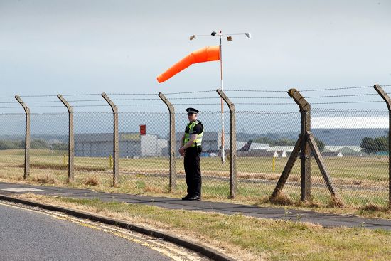 Police Guard Perimeter Fence Prestwick Airport Editorial Stock Photo ...