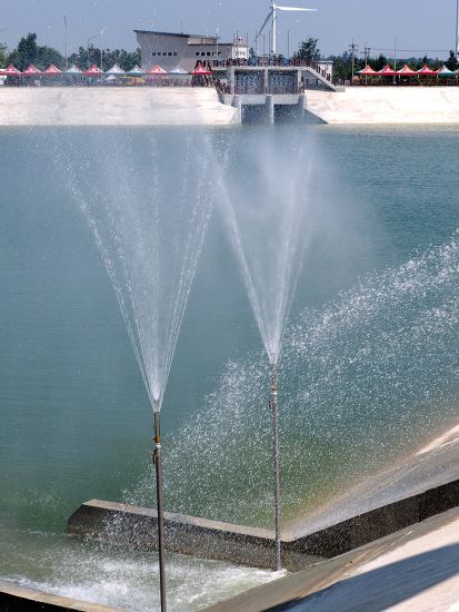 Water Spurts Out Pipes Tianpu Reservior Editorial Stock Photo - Stock ...