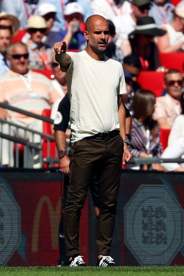 Manchester City Manager Pep Guardiola Pointing Editorial Stock Photo ...