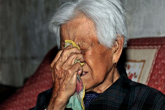 97yearold Liu Gailian Sheds Tears She Editorial Stock Photo - Stock ...