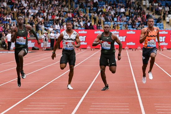 Mens 100m Final Finishing Line Winner Editorial Stock Photo - Stock ...