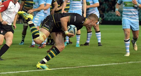 Northamptons James Grayson Charges Late Try Editorial Stock Photo ...