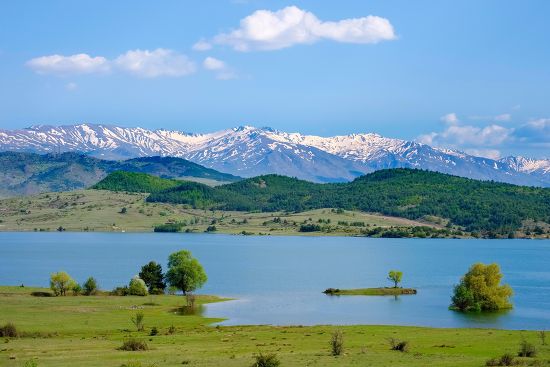 Vithkuq Reservoir Behind Gramoz Mountains Korca Editorial Stock Photo ...