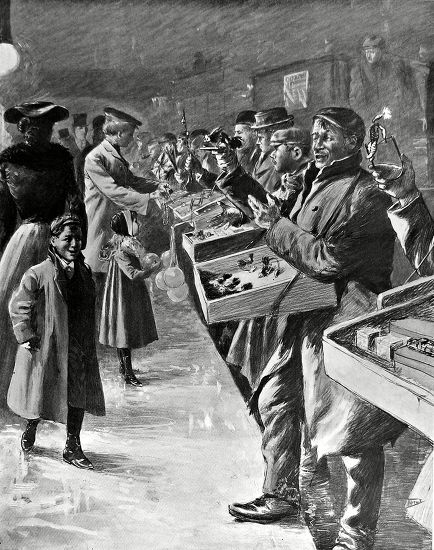 Illustration Showing Street Salesmen Offering Penny Editorial Stock ...
