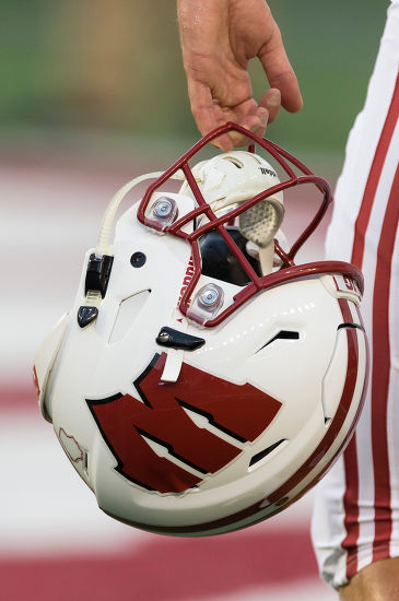 Wisconsin Badgers Football Helmet Worn By Editorial Stock Photo - Stock ...