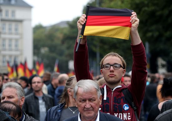 Protester Presents German Flag During Rightwing Editorial Stock Photo ...