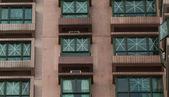 Windows Residential Building Taped Preparation Arrival Editorial Stock ...