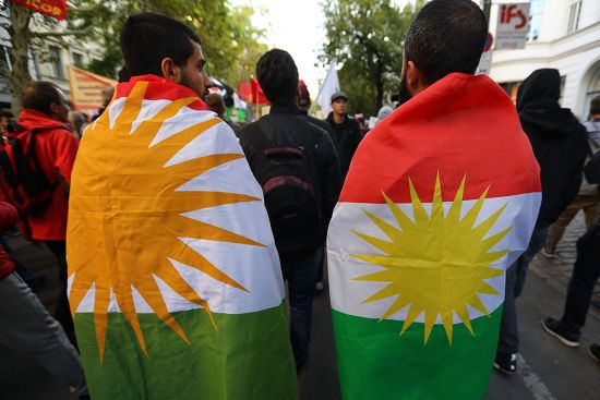 Two Men Kurdish Flags Wrapped Around Editorial Stock Photo - Stock ...