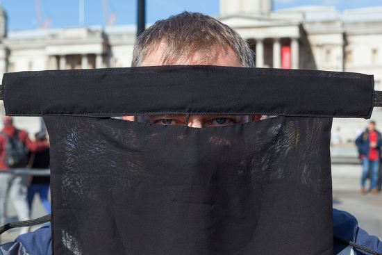 Man Looks Through Black Burka Held Editorial Stock Photo - Stock Image ...