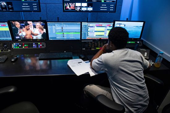 Journalist Works Media Control Room During Editorial Stock Photo ...