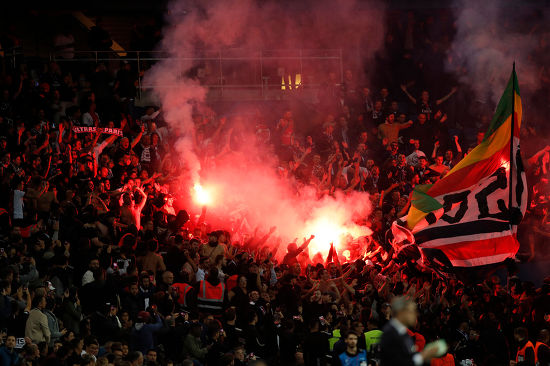 Flares Lit By Psg Fans Stands Editorial Stock Photo - Stock Image ...