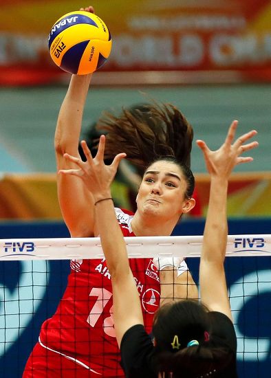 Zehra Gunes Turkey Spikes Ball During Editorial Stock Photo - Stock ...