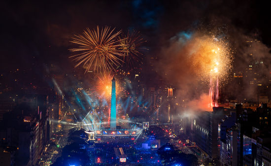 Aerial View Fireworks Display Over Avenida Editorial Stock Photo ...