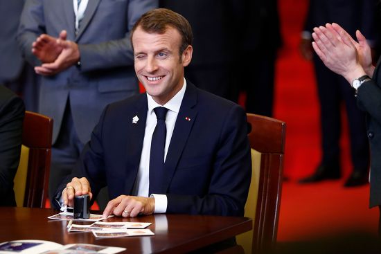 French President Emmanuel Macron Marks New Editorial Stock Photo ...