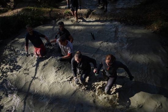 Participants Walk Through Sludge Basin During Editorial Stock Photo ...