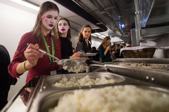 Models Have Lunch Backstage During Second Editorial Stock Photo - Stock ...
